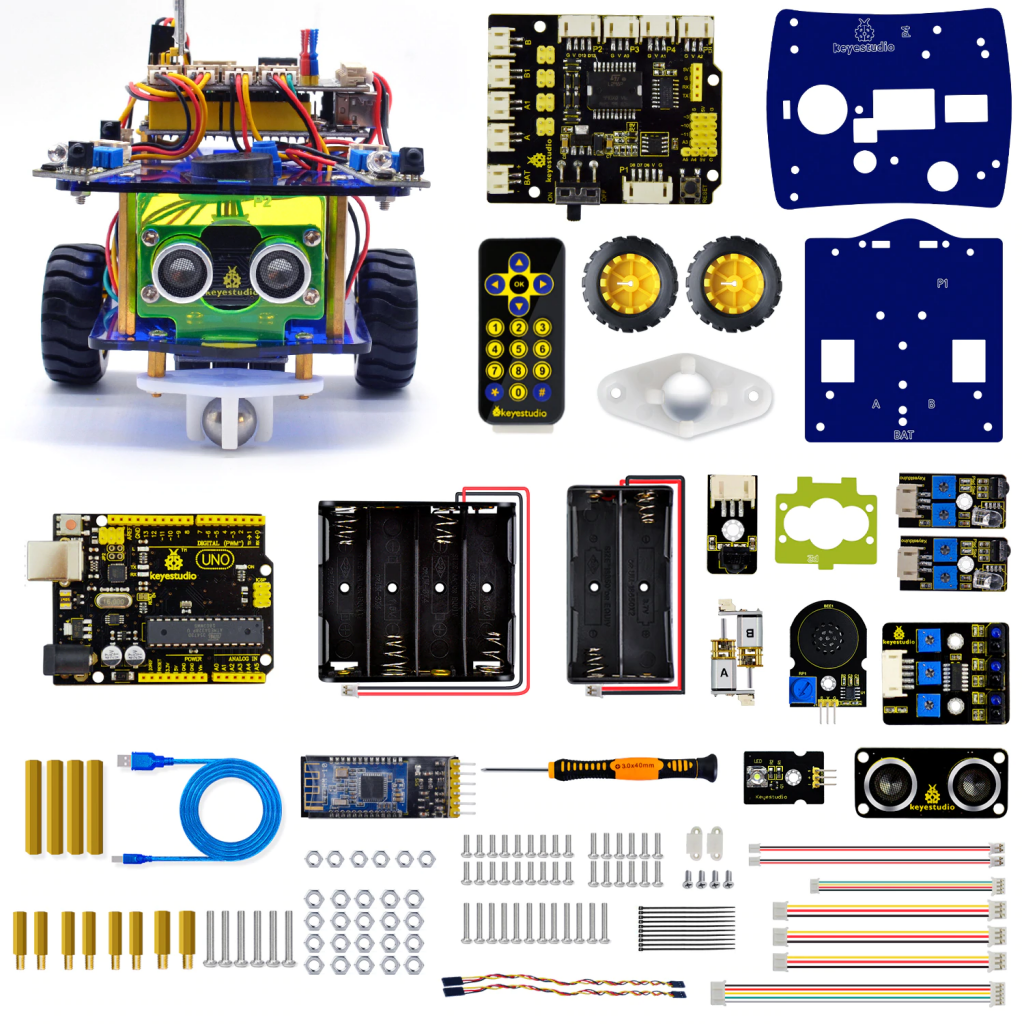Carro robot inteligente V3.0 Keyestudio Bluetooth Arduino STEM Mixly blocks - Varper