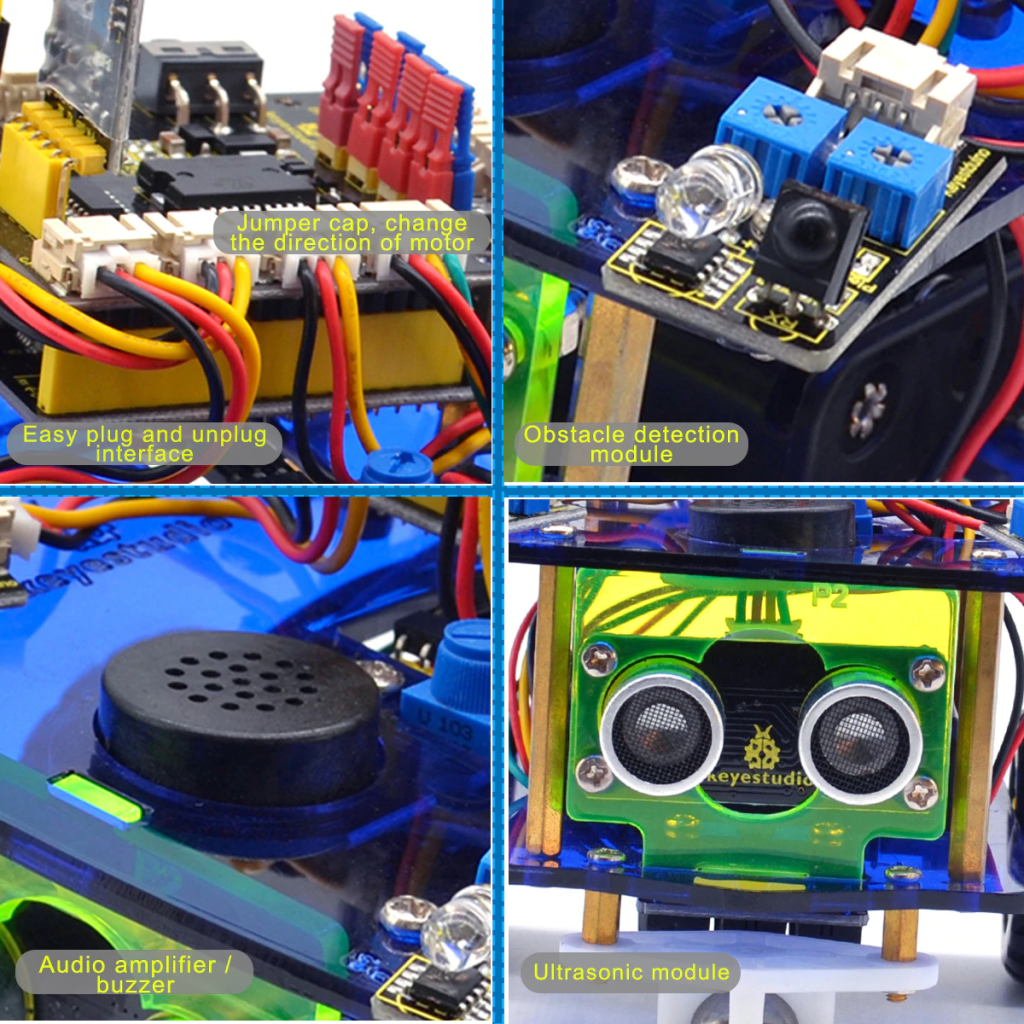 Carro robot inteligente V3.0 Keyestudio Bluetooth Arduino STEM Mixly blocks - varper.cl